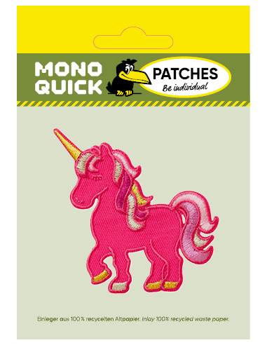 Applikation, Patch, Bügelbild: Einhorn pink